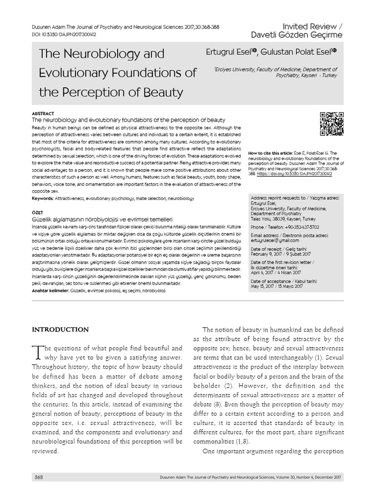 The Neurobiology and Evolutionary Foundations of The Perception of ...