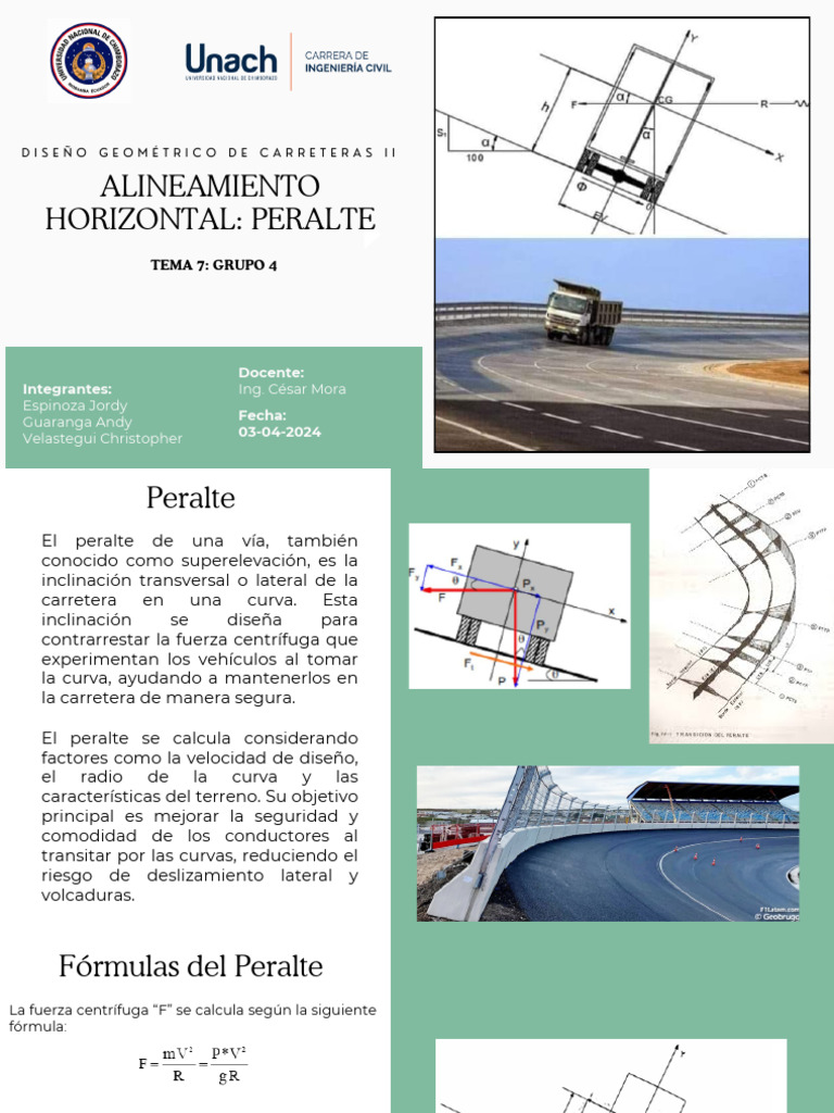 Cálculo y Diseño del Peralte en Carreteras | PDF | Longitud | Curva