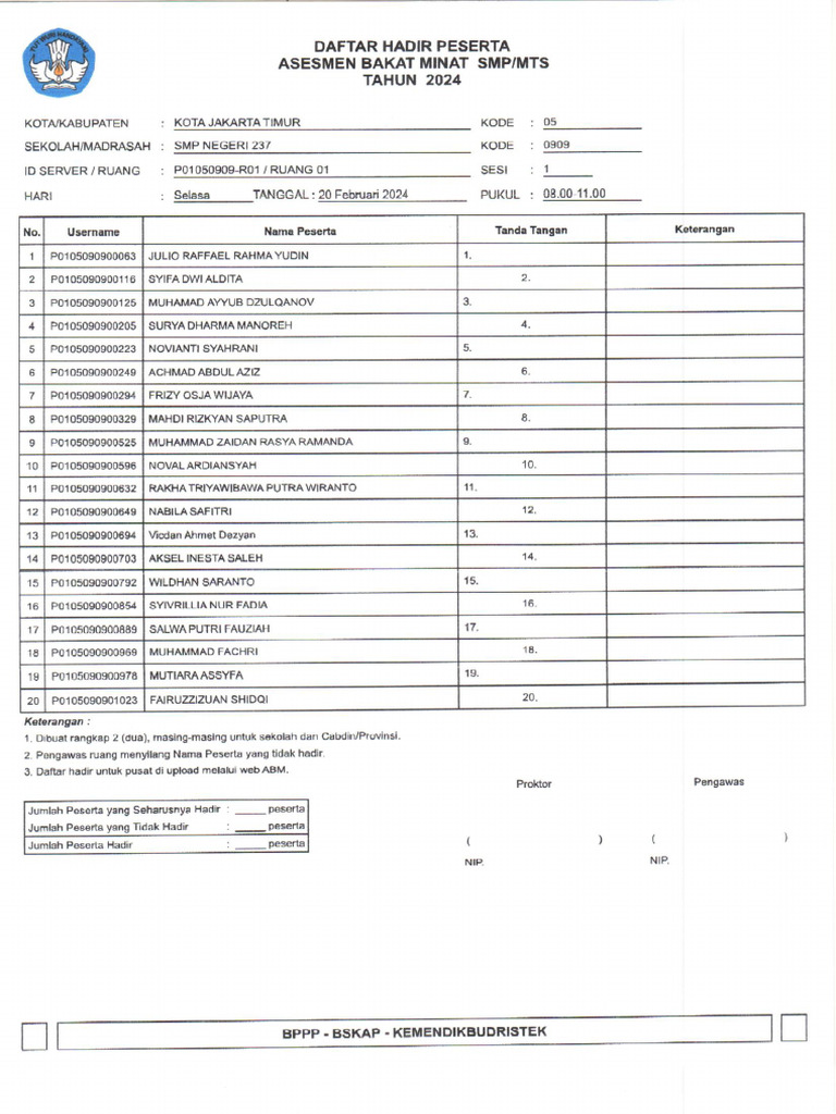 Daftar Nama Peserta Abm Hari Kedua (Selasa - 200224) | PDF