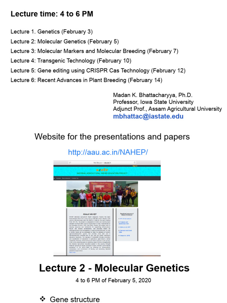 Molecular Genetics Lecture Overview | PDF | Gene | Molecular Biology