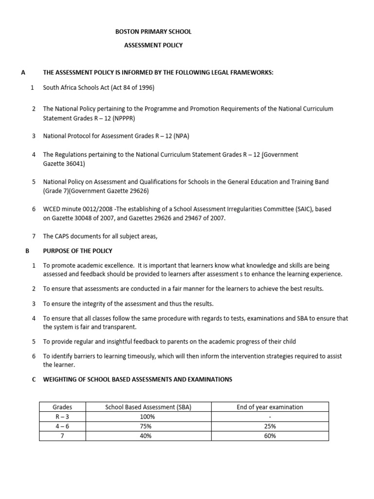 BPS Assessment Policy | PDF | Educational Assessment | Cognition