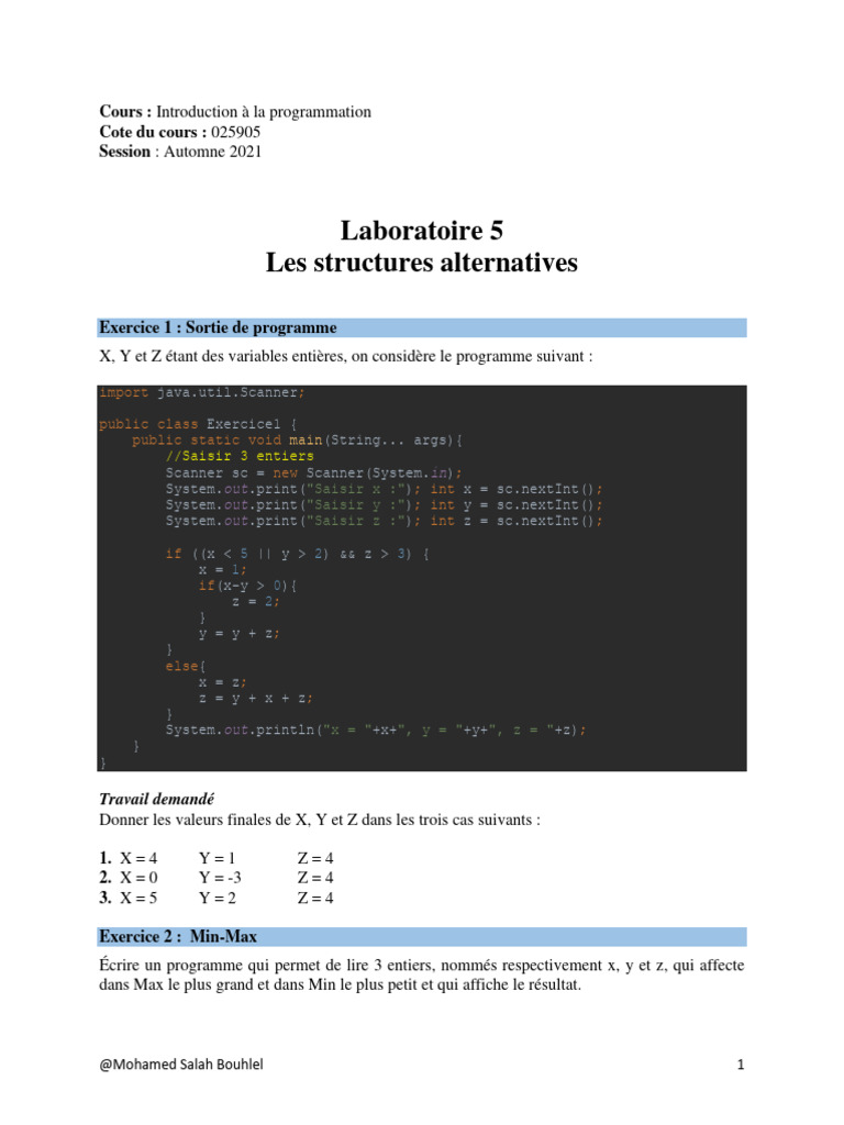 Exercices de programmation Java 2021 | PDF | Entier naturel | Mathématiques