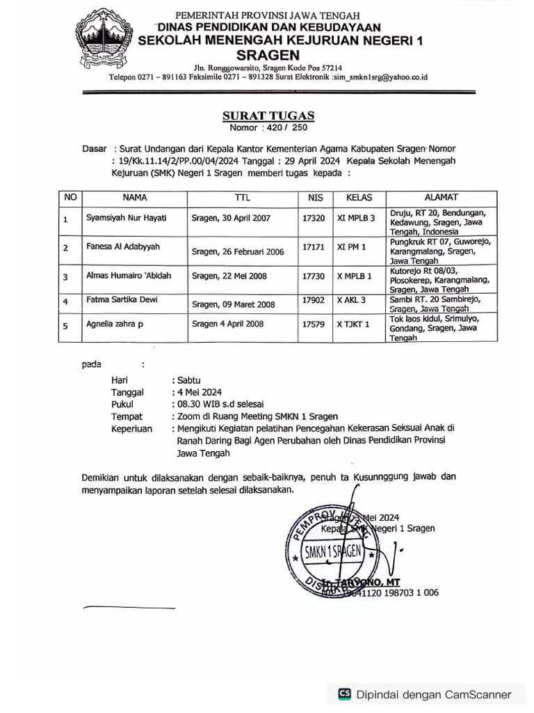 Surat Tugas Rohis | PDF