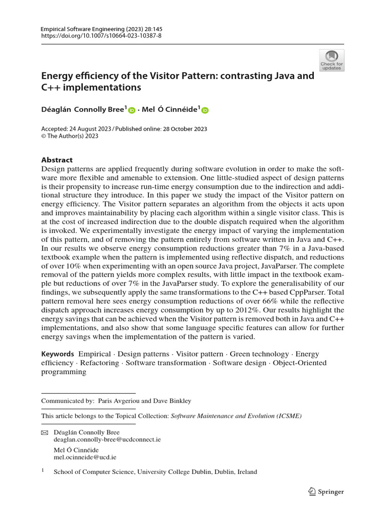 Energy Efficiency of Visitor Pattern | Download Free PDF | Method (Computer Programming) | Class ...
