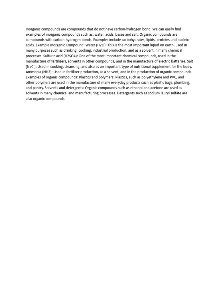 Understanding Inorganic Compounds | PDF | Cooking, Food & Wine ...