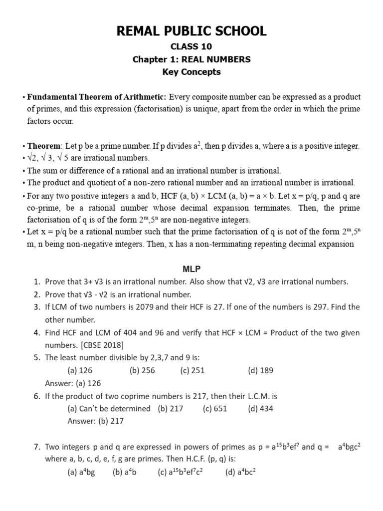 Chapter 1 | Download Free PDF | Numbers | Factorization