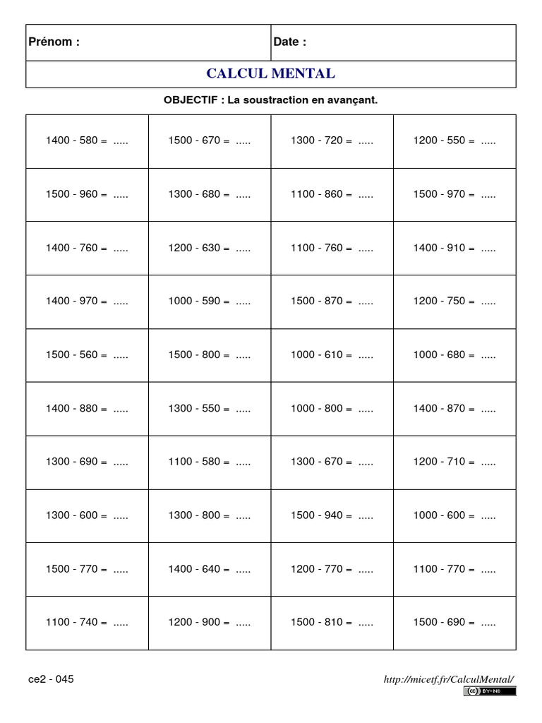 Calcul Mental | PDF