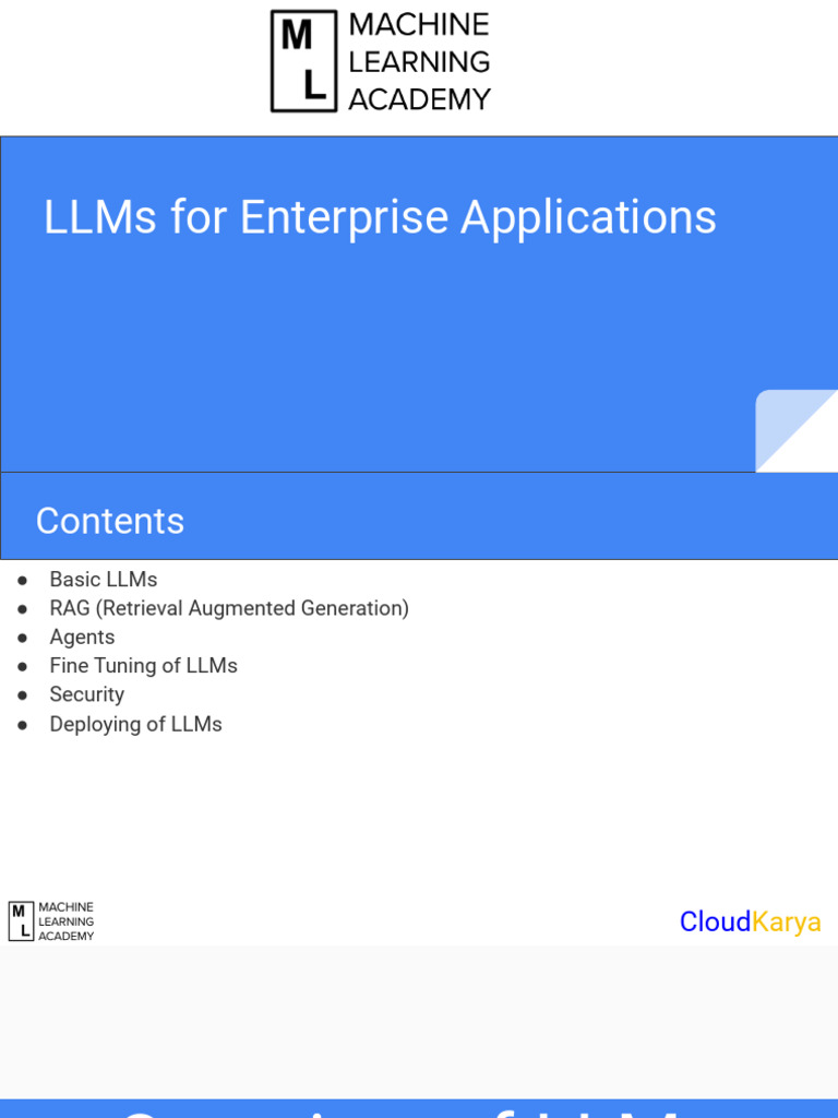 LLMs for Enterprise Applications | PDF | Databases | Information Retrieval