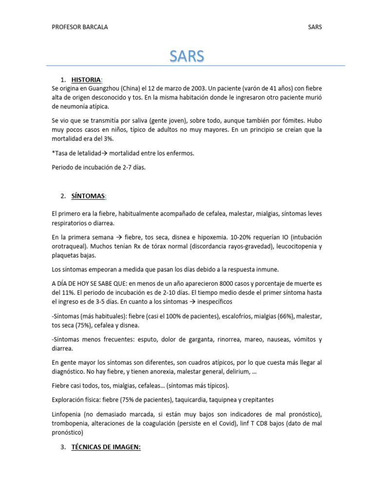 SARS | PDF | Virus | Neumonía