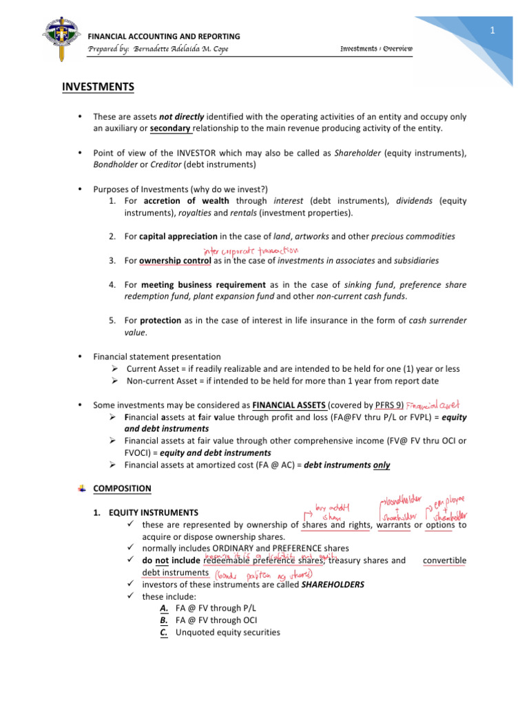 Investments - Overview | PDF | Valuation (Finance) | Investing Investments - Overview | PDF | Valuation (Finance) | Investing