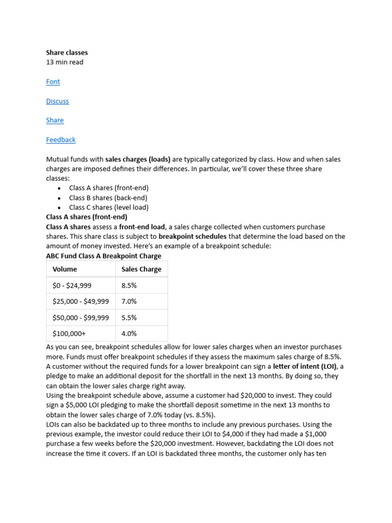 2.3.2.4 - Share Classes Mutual Funds | PDF | Investment Fund | Financial Markets
