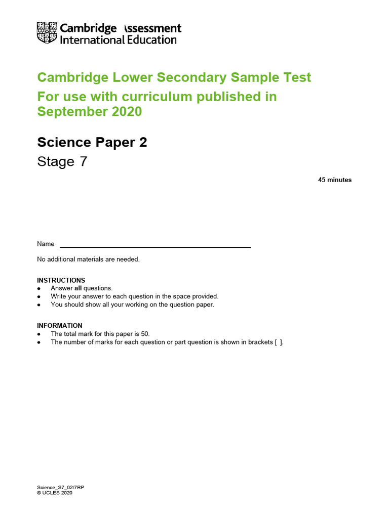 Science Stage 7 Sample Paper 2 tcm143 595701 | PDF | Ph | Gases