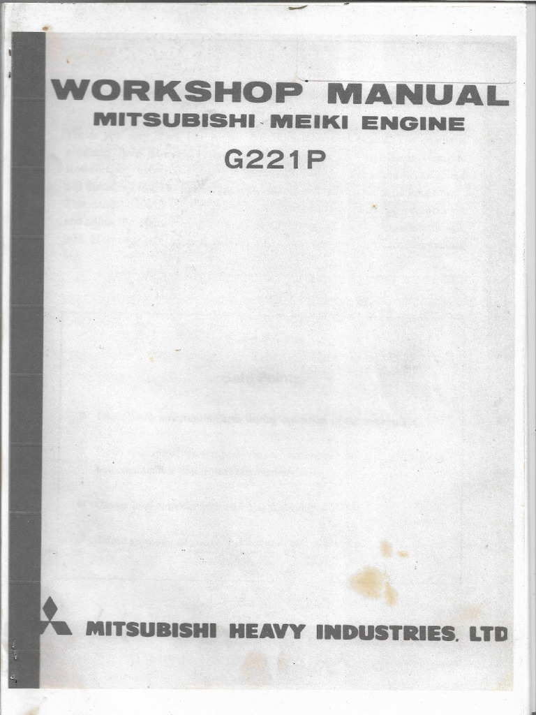 Mitsubishi G 221 P Engine | PDF