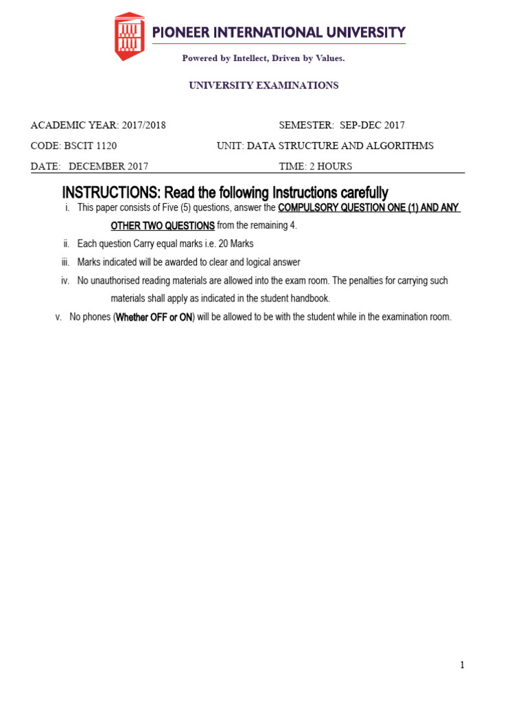 BSCIT 1120-Data Structures and Algorithms | PDF | Computer Science | Algorithms