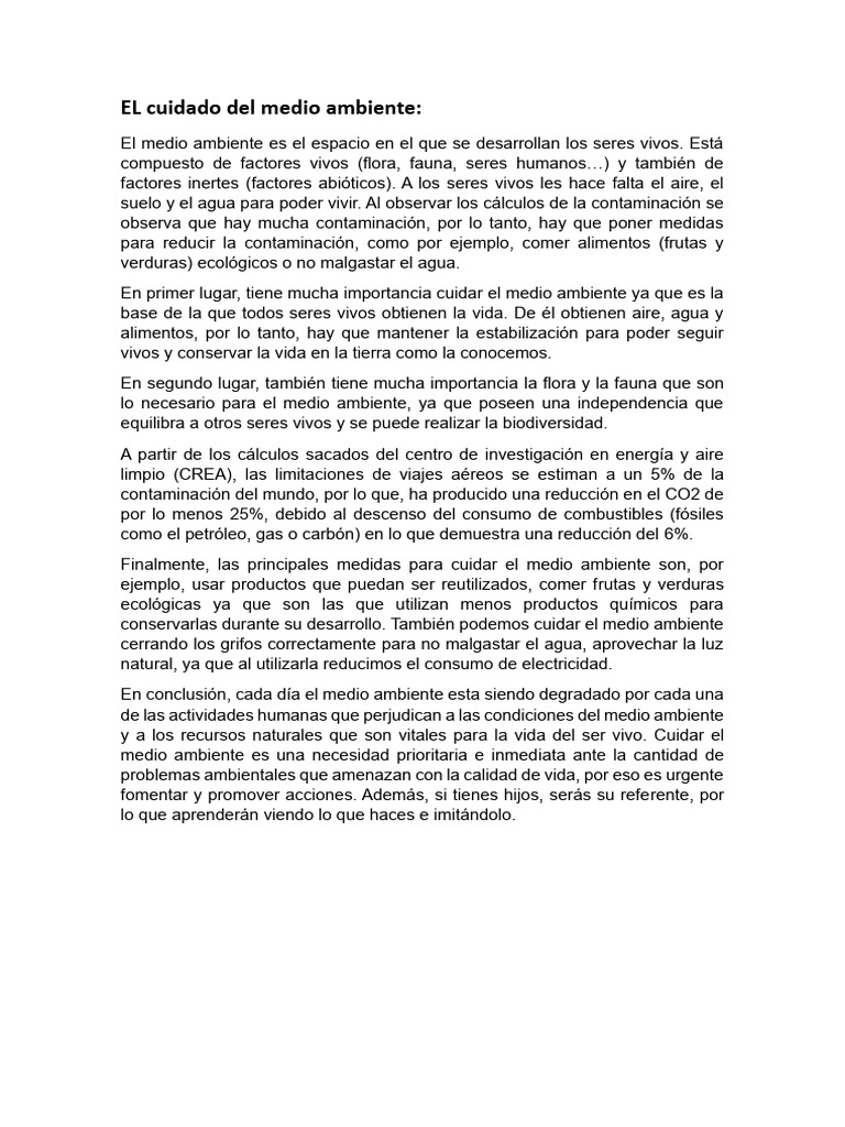 Cómo cuidar el medio ambiente hoy | PDF