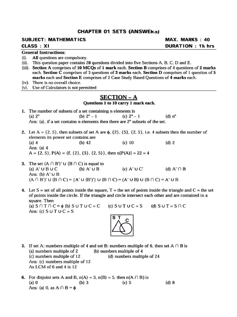 Sets, Relations and Complex Numbers Solutions | PDF | Algebra ...