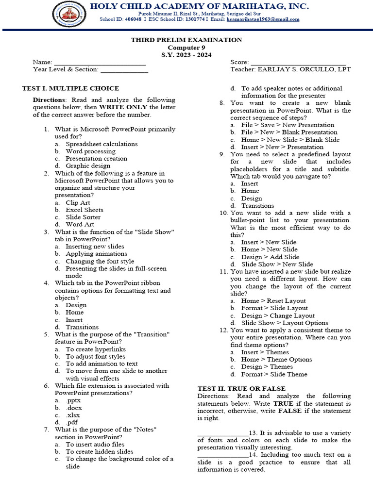 3RD Prelim - Computer | Download Free PDF | Microsoft Power Point ...
