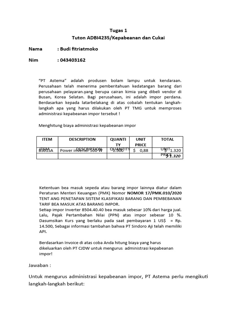 T1 Kepabeanan Dan Cukai | PDF