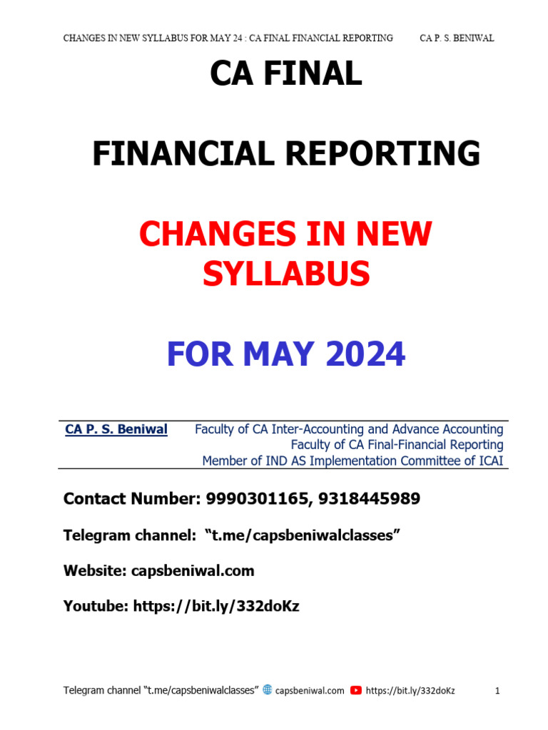 Changes in New Syllabus For May 24 - Ca Final FR | PDF | Deferred Tax ...