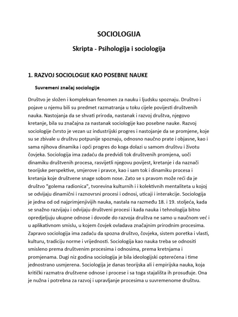 Sociologija Skripta | PDF