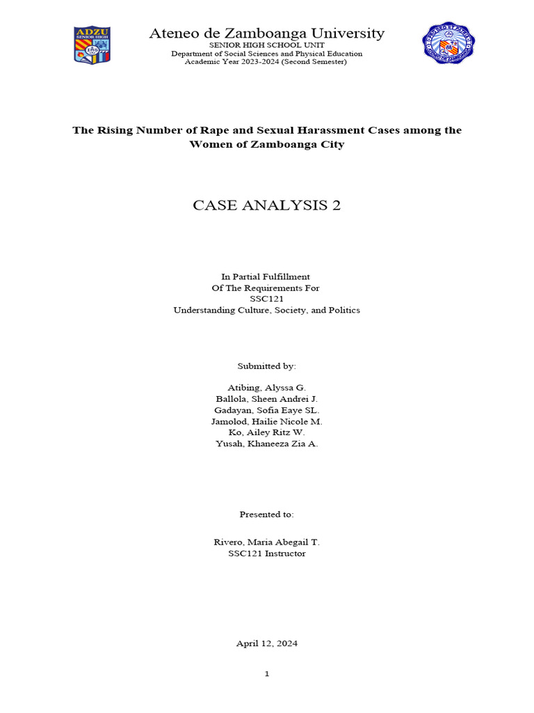 Case Analysis On Rape and Sexual Harassment | PDF | Violence | Rape