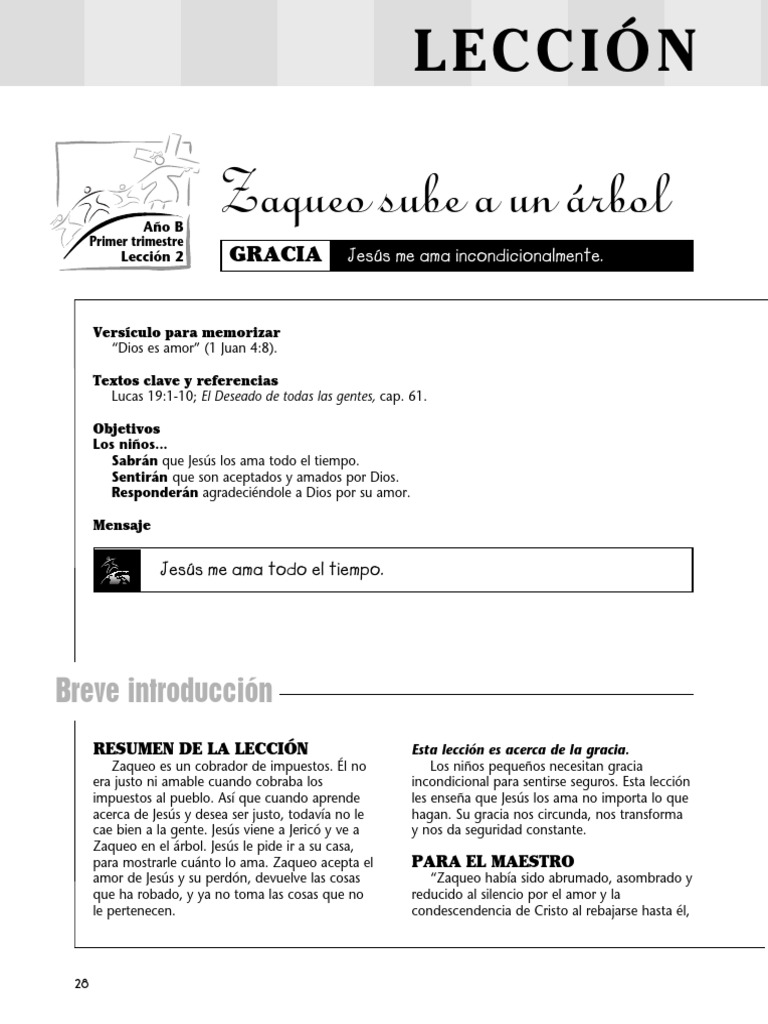 Zaqueo Sube A Un Árbol: Lección | PDF | Amor | Jesús