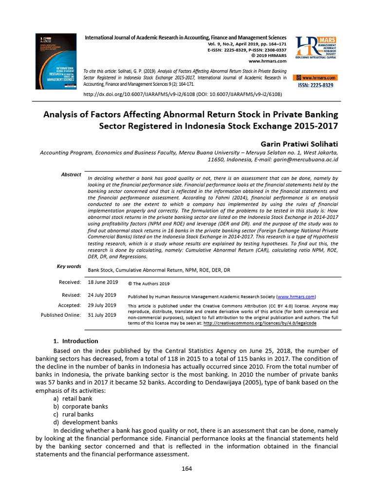 Factors Influencing Abnormal Stock Returns | PDF | Coefficient Of ...