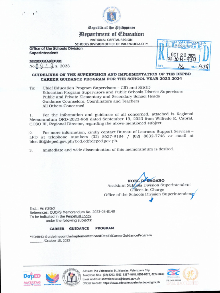 Guidelines On The Supervision and Implementation of The Deped Career ...