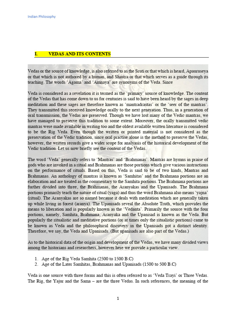 VEDAS-AND-ITS-CONTENTS | PDF | Vedas | Indian Religious Texts