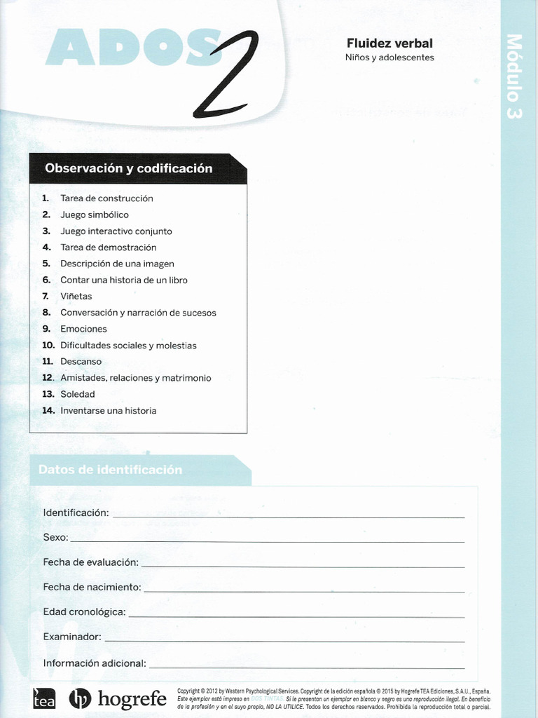 ADOS-2 Módulo 3 | PDF