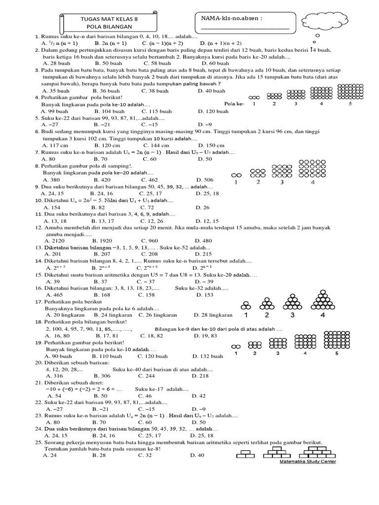 Soal Pola Bilangan Kelas 8 | PDF