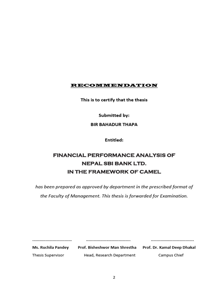 Financial Performance Analysis Of Nepal Sbi Bank Limited Download