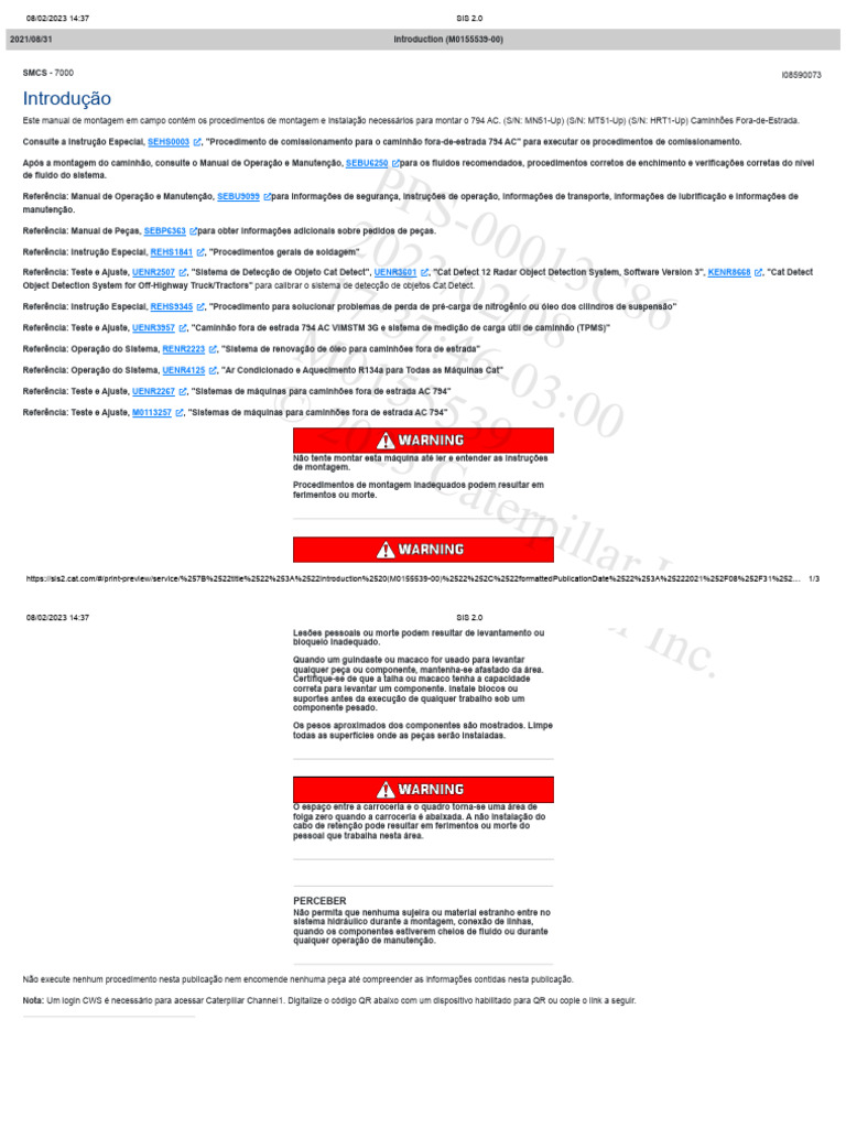 00 - Book de Montagem 794AC - Português (1) | PDF | Guindaste (máquina ...