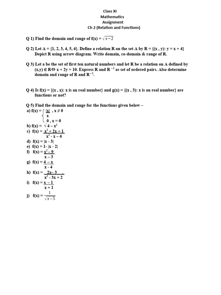 XI Assignment CH 2 | PDF XI Assignment CH 2 | PDF