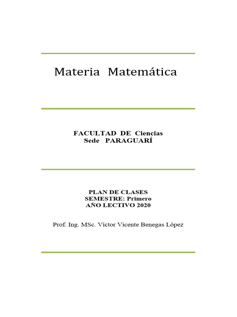Plan de Clases Matematicas Paraguari | PDF | Ecuaciones | Linealidad
