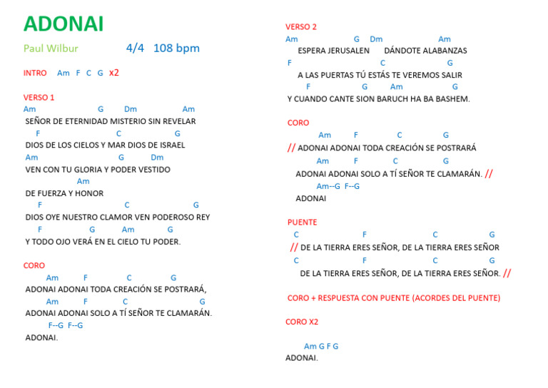 Letra y acordes de "Adonai" | PDF