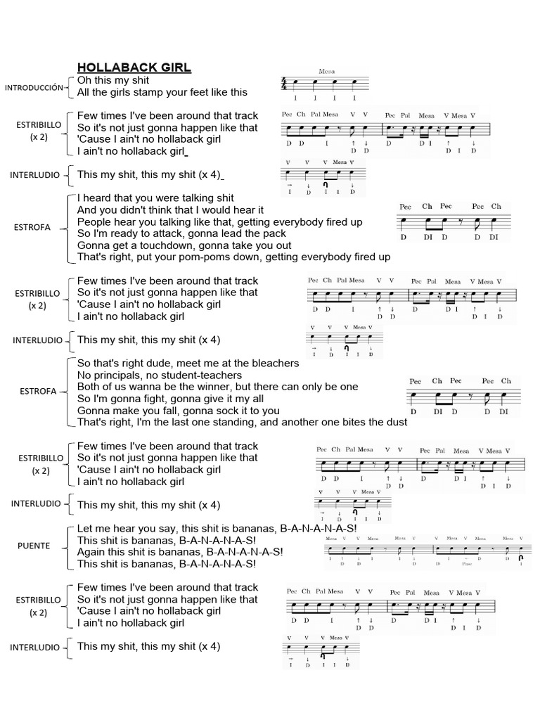 Hollaback Girl | PDF | Musica Popular | Grabación de sonido