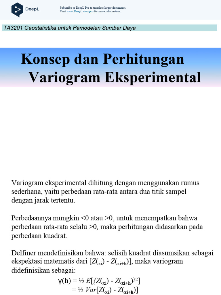 Material 3 - Concept and Calculation of Experimental Variogram Id | PDF
