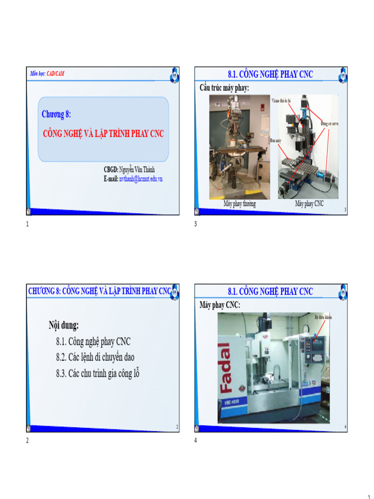 Chuong 8 - Phay CNC - Lenh Di Chuyen Dao - Gia Cong Lo | PDF