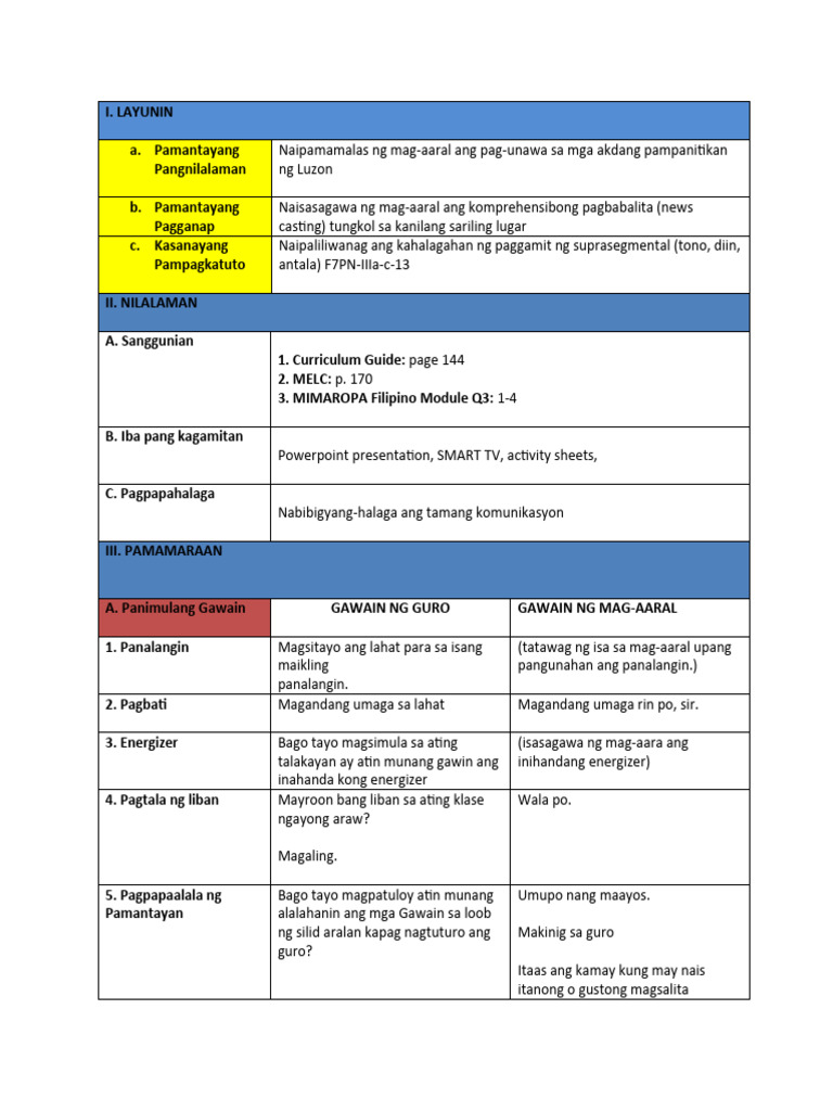 Banghay Aralin Final | PDF