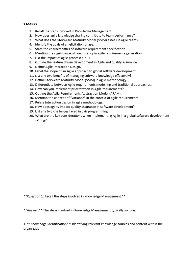 2 MARKS AGILE CIAT 2 | Download Free PDF | Software Development Process ...