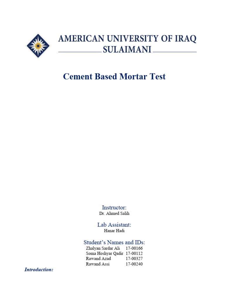 Cement Mortar Compressive Strength Test | PDF | Mortar (Masonry) | Concrete