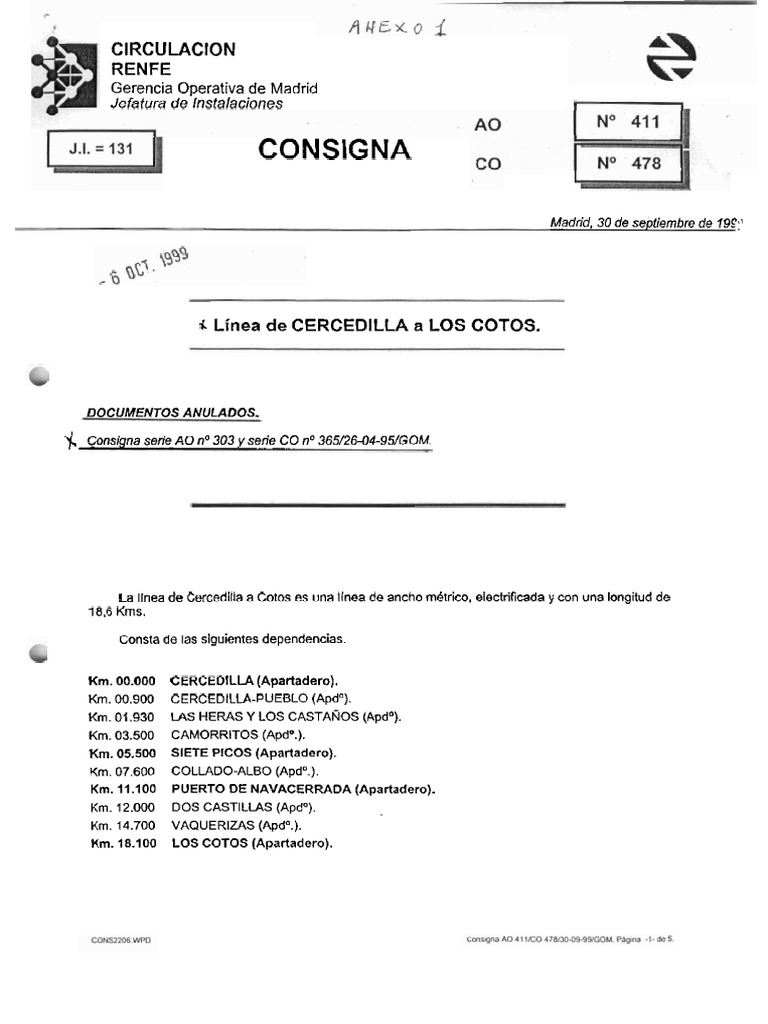 Consigna de Circulación Cercedilla-Cotos | PDF | Seguridad de ...