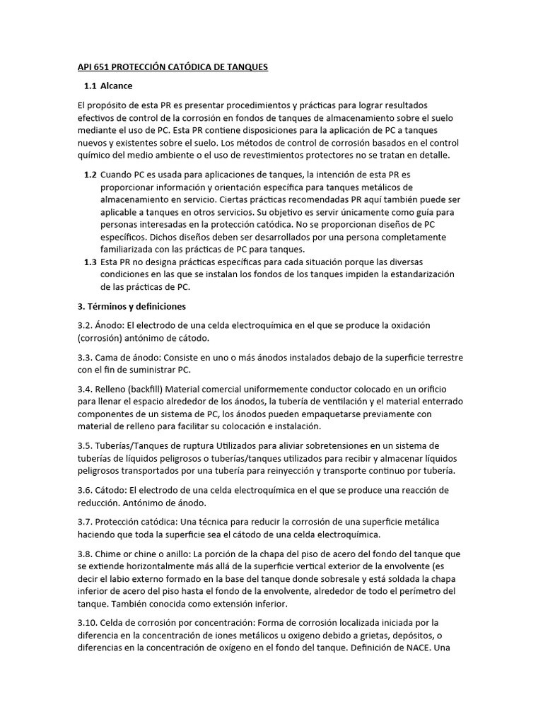 Protección Catódica en Tanques API 651 | PDF | Corrosión | Electrólito