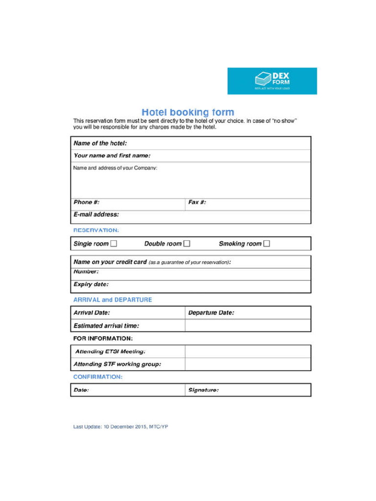 Hotel Booking Form - 1 | PDF