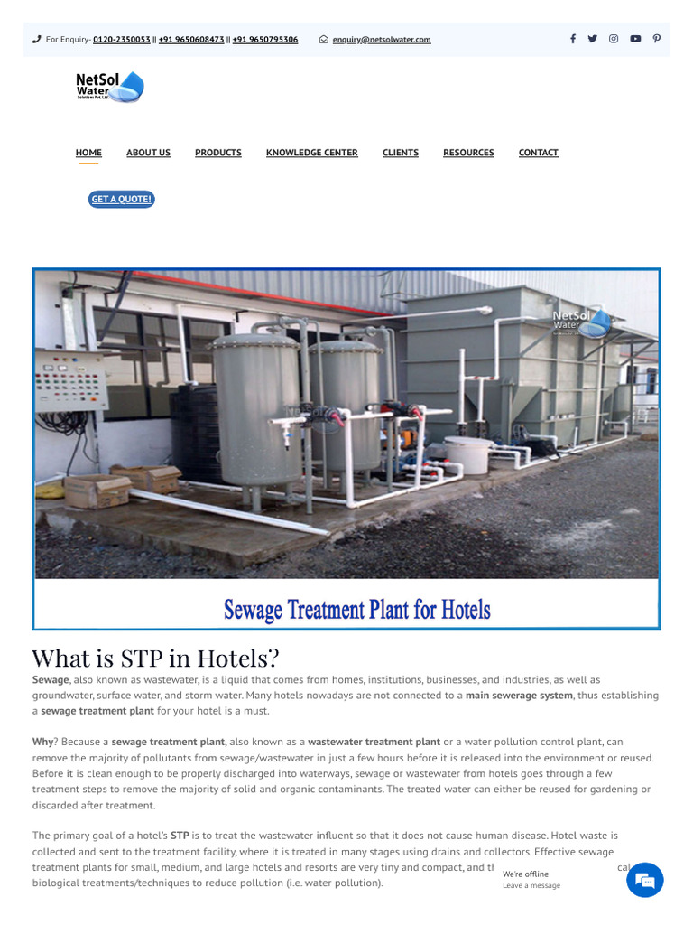 What Is STP in Hotels - Netsol Water | PDF | Sewage Treatment | Water ...