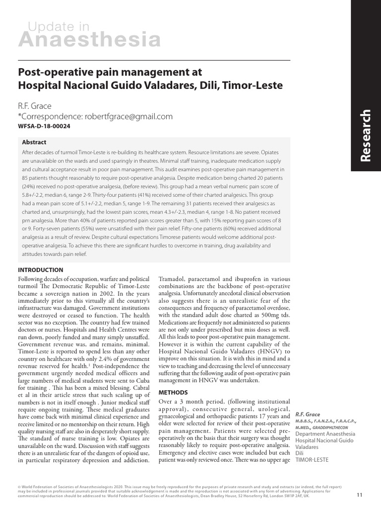 Research - Post Op Pain Management HNGV - TL | PDF | Analgesic | Anesthesia