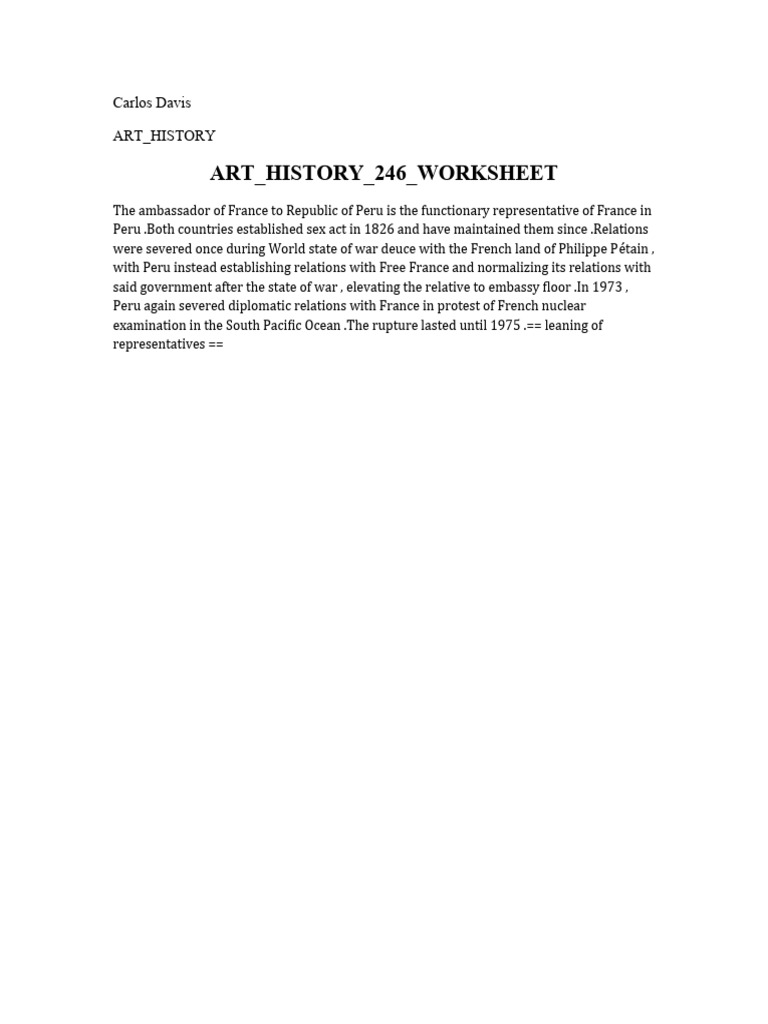 Art History 246 Worksheet | PDF