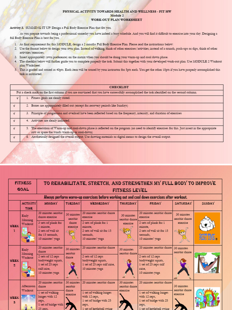 8 Module 2 WORK-OUT PLAN SHEET | Download Free PDF | Aerobic Exercise | Kettlebell