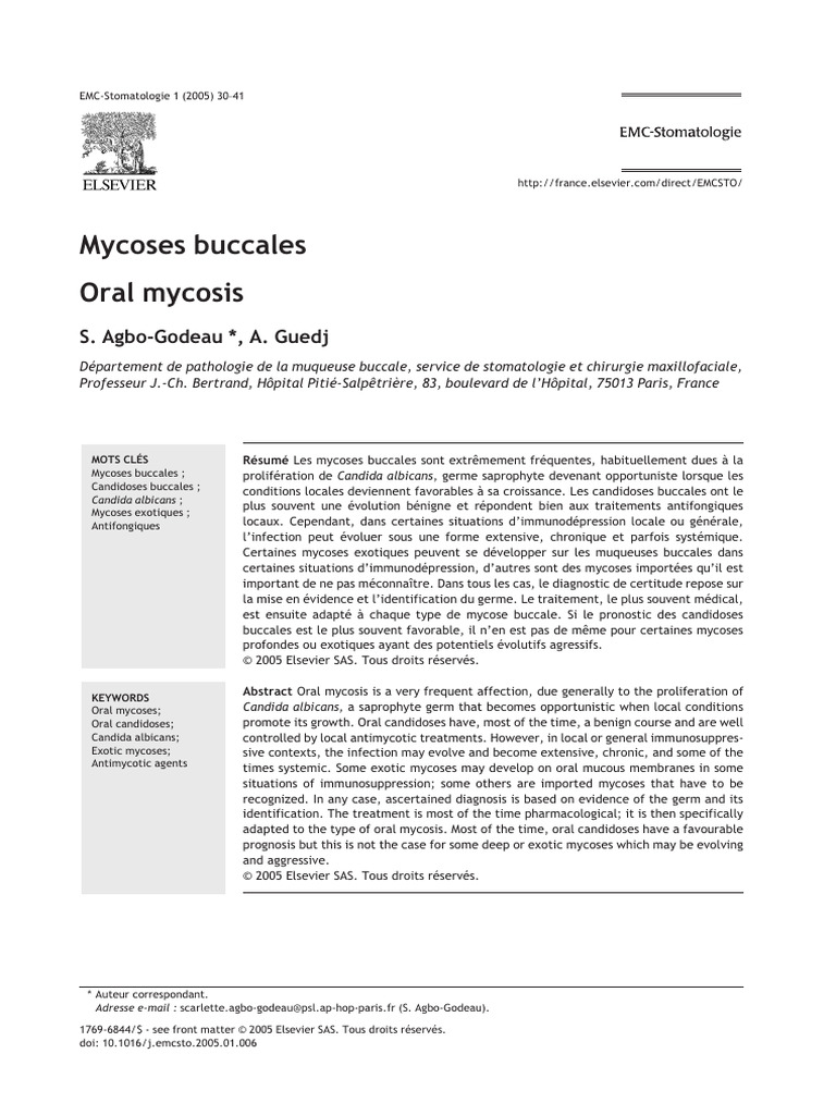 Mycoses buccales : causes et traitements | PDF | Candida | Candidose